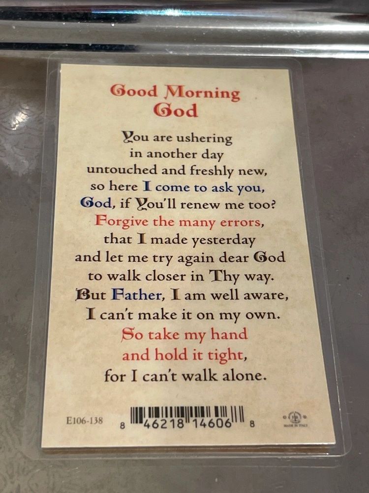 Good morning God prayer card