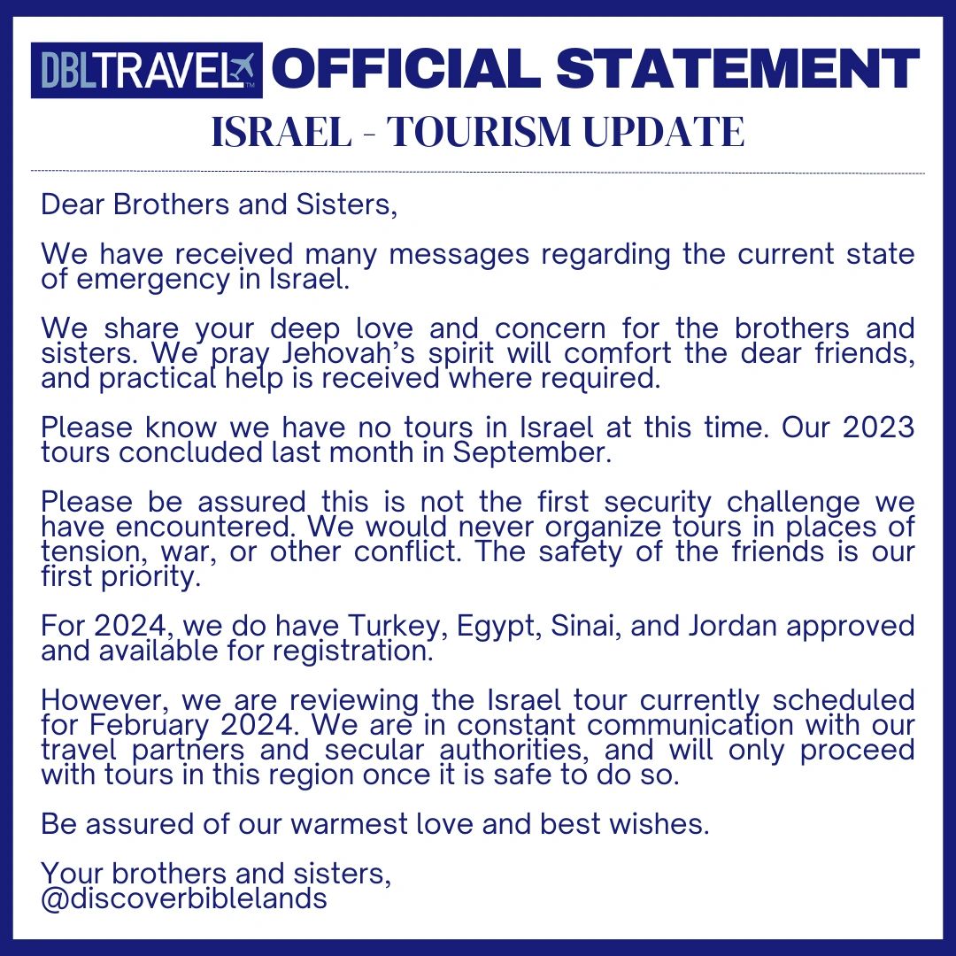 DBL TRAVEL | ISRAEL | OFFICIAL STATEMENT