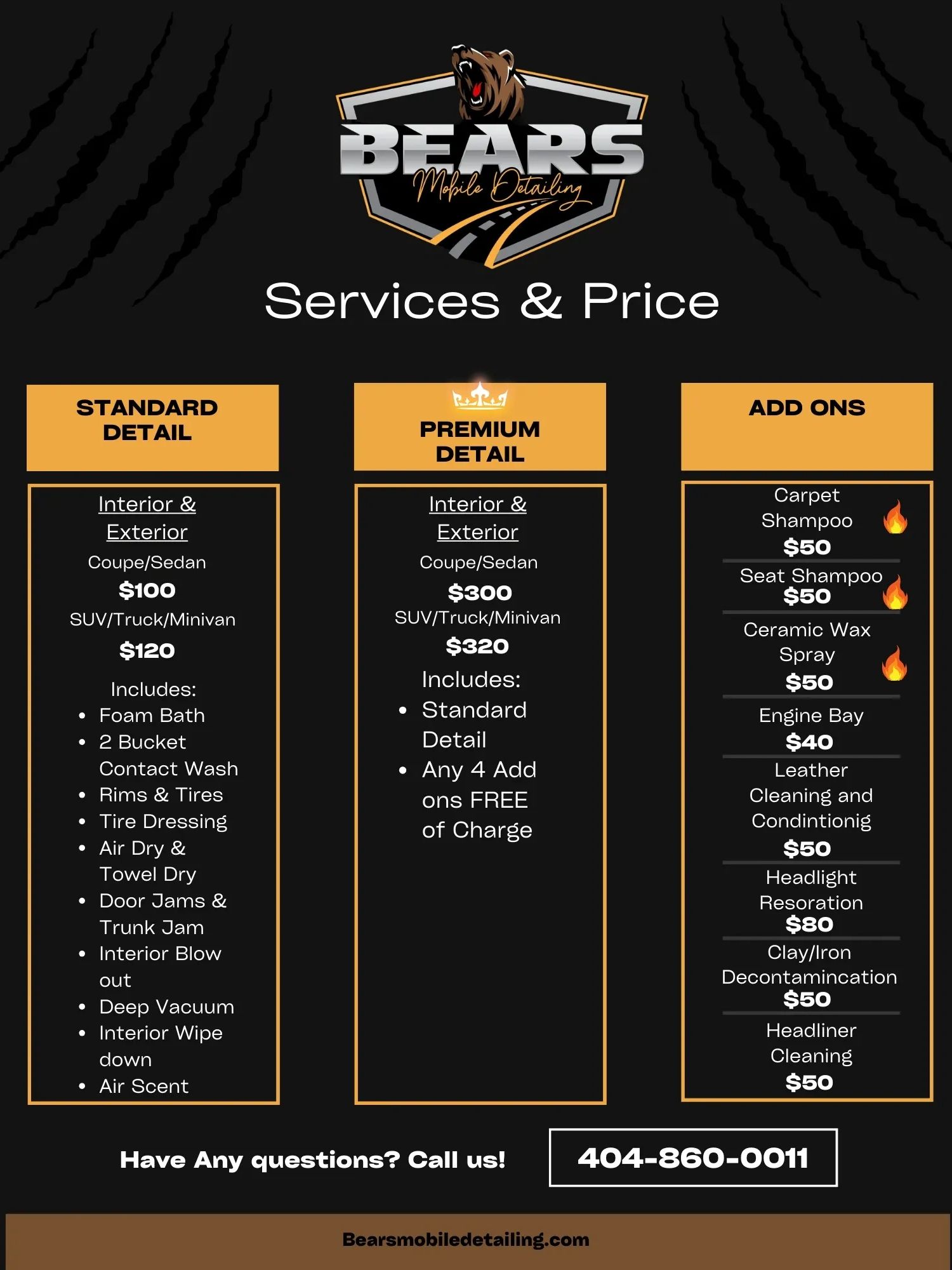 Bear's Mobile Detailing - Inicio