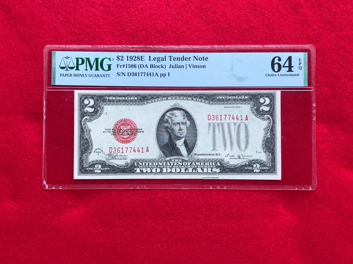 FR-1506 1928 E Series $2 Red Seal US Legal Tender Note *PMG 64 EPQ ...