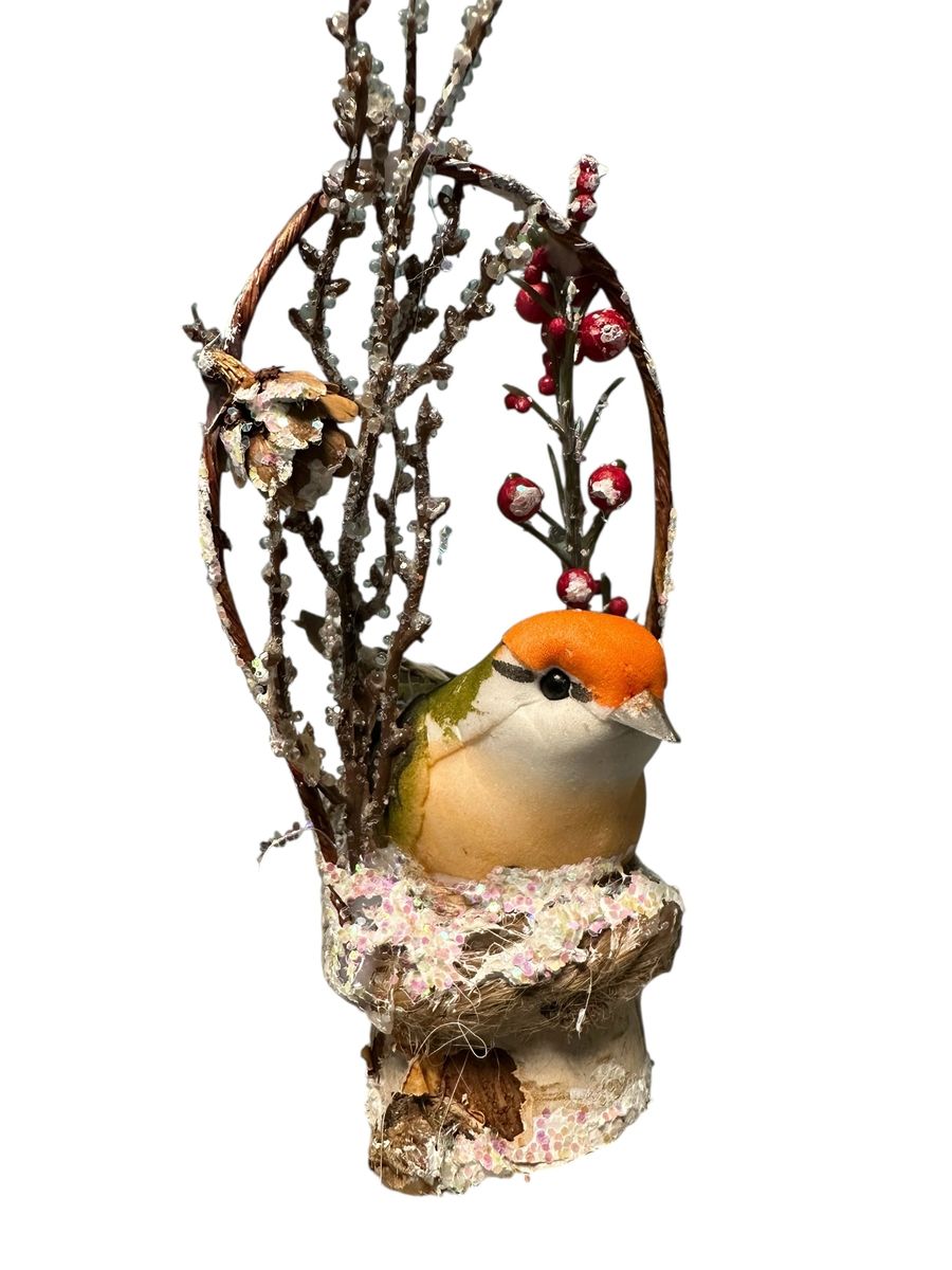 Handcrafted Orange Bird Ornament
