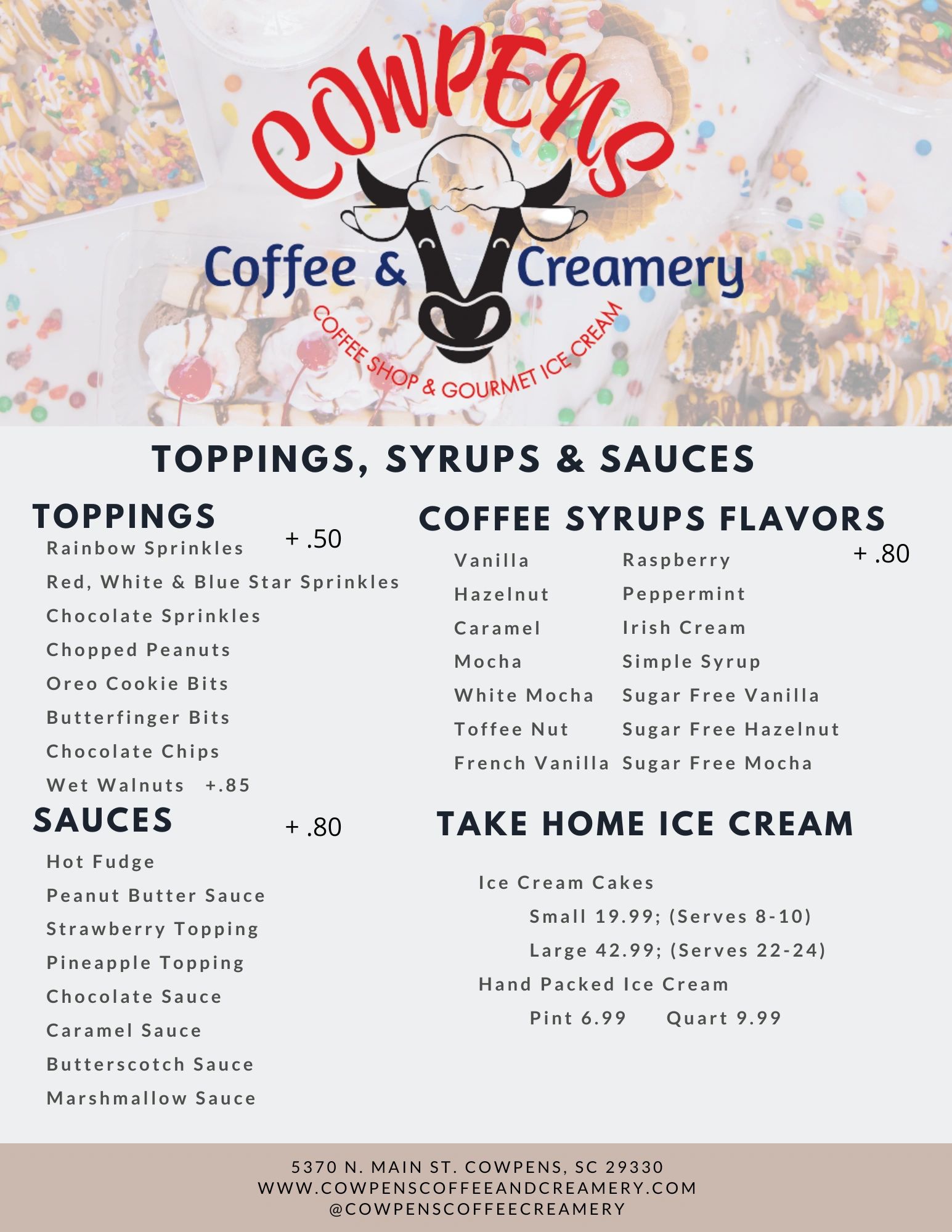 Ice Cream And Coffee Shop Cowpens Coffee Creamery