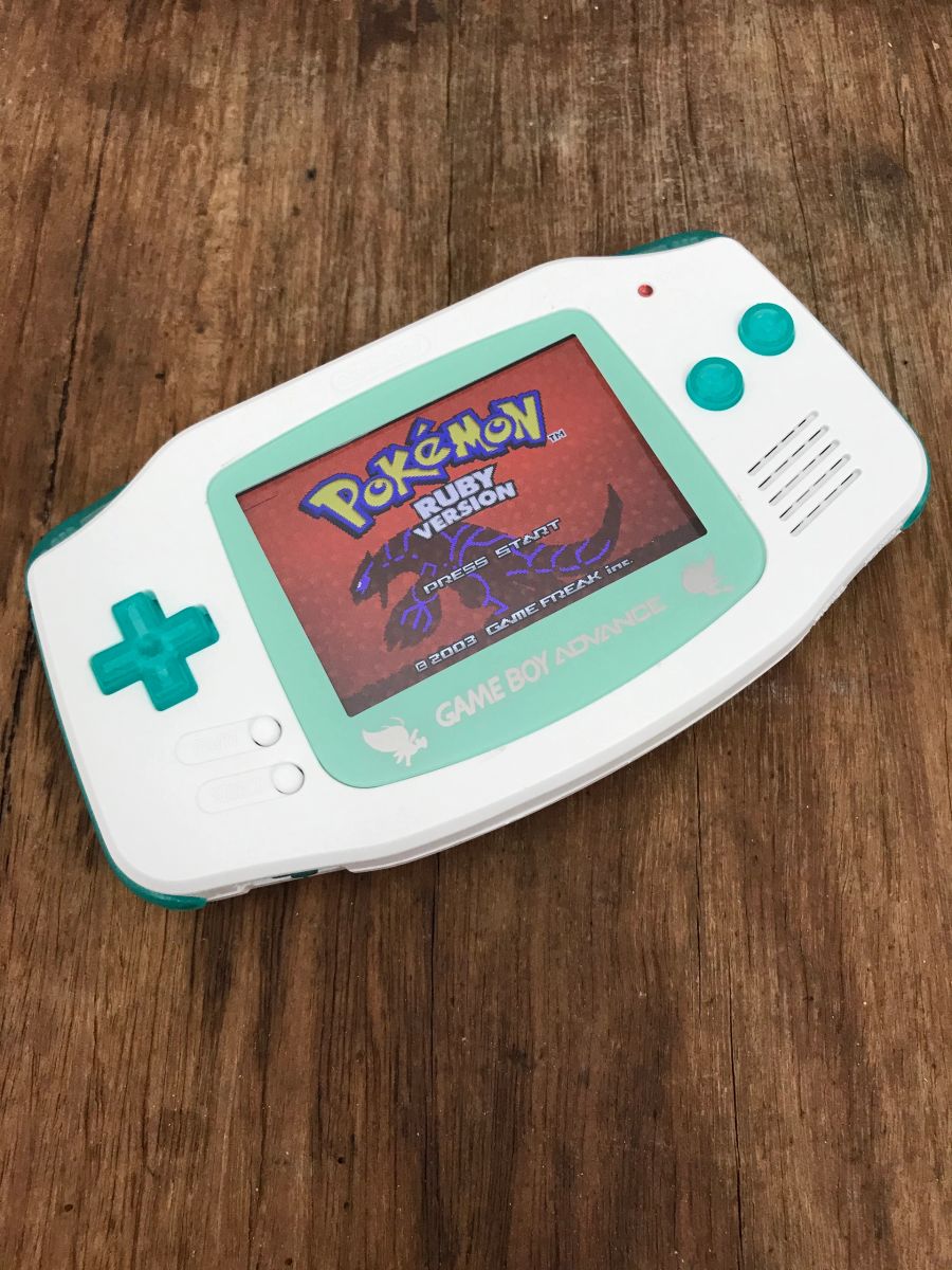 Gameboy Advance - White Teal Pokemon BACKLIT