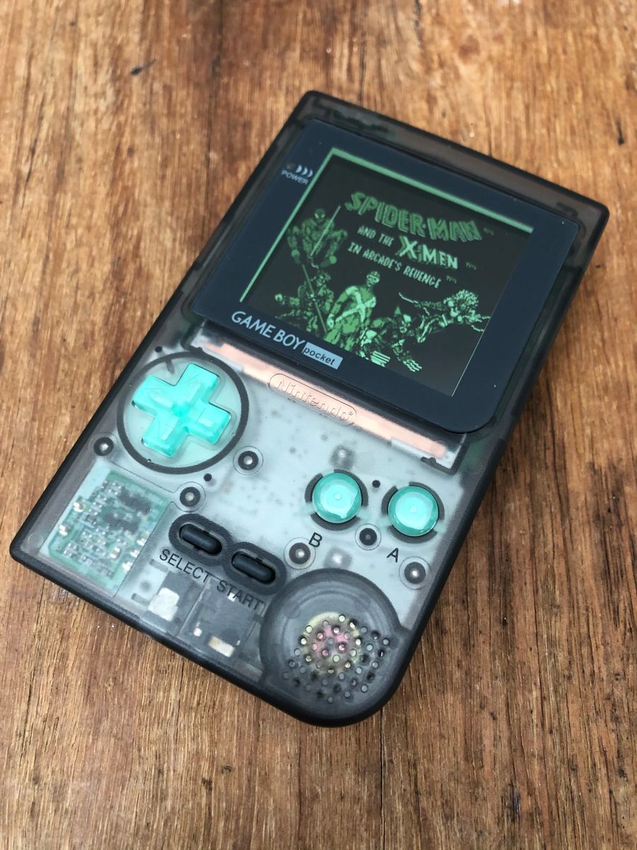 Gameboy Pocket - Clear Black Teal BACKLIT