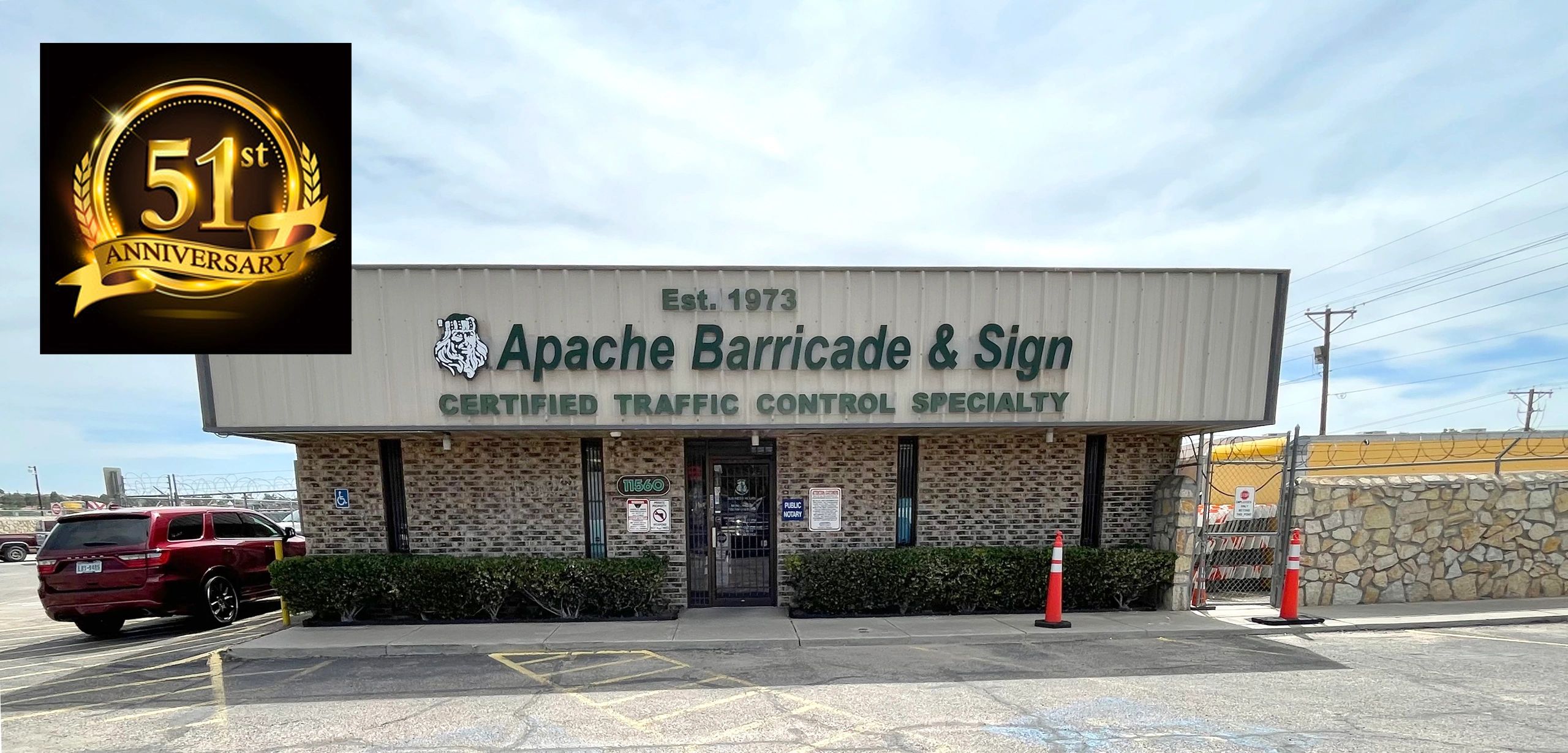 Apache Barricade & Sign