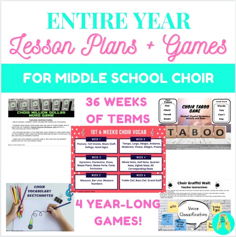 Middle School Choir Year Long Lesson Plans and Games