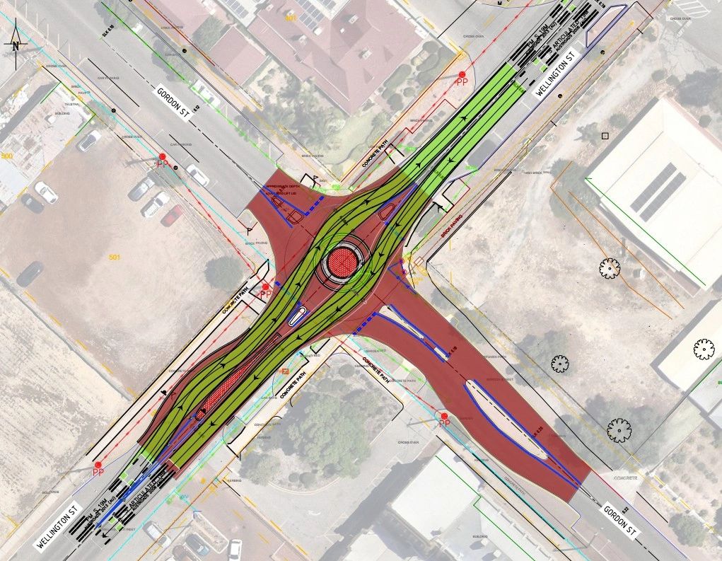 Wellington St & Gordon St Roundabout