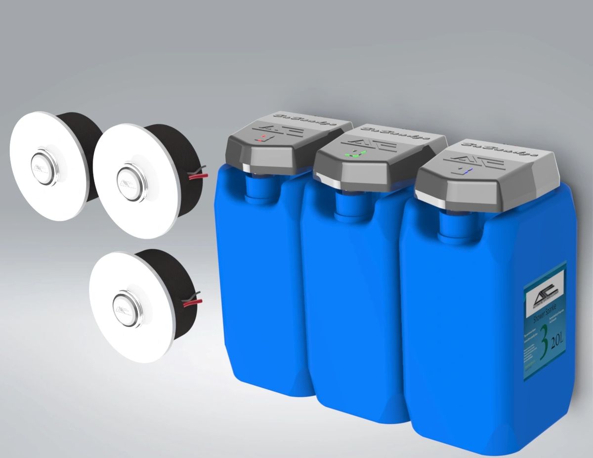 Automatic shower cleaner ASC CD Commercial, with three Shower Head Unit