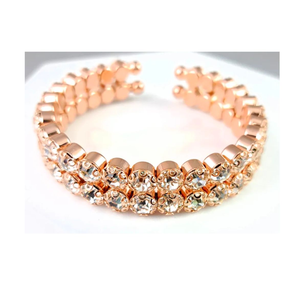 Open Cuff Flexible Rhinestone Bracelet