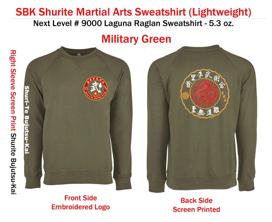 Sweatshirt (Lightweight)- Shurite Martial Arts (Military Green, Royal ...