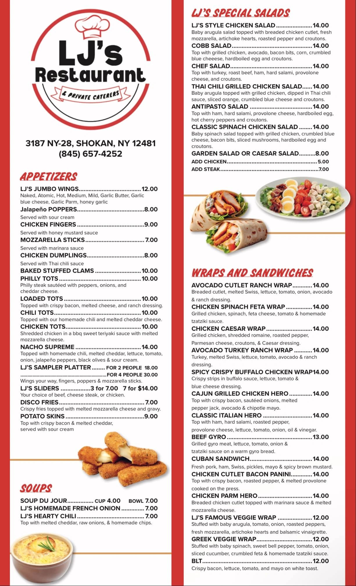 MENU | LJ'S RESTAURANT & PRIVATE CATERERS