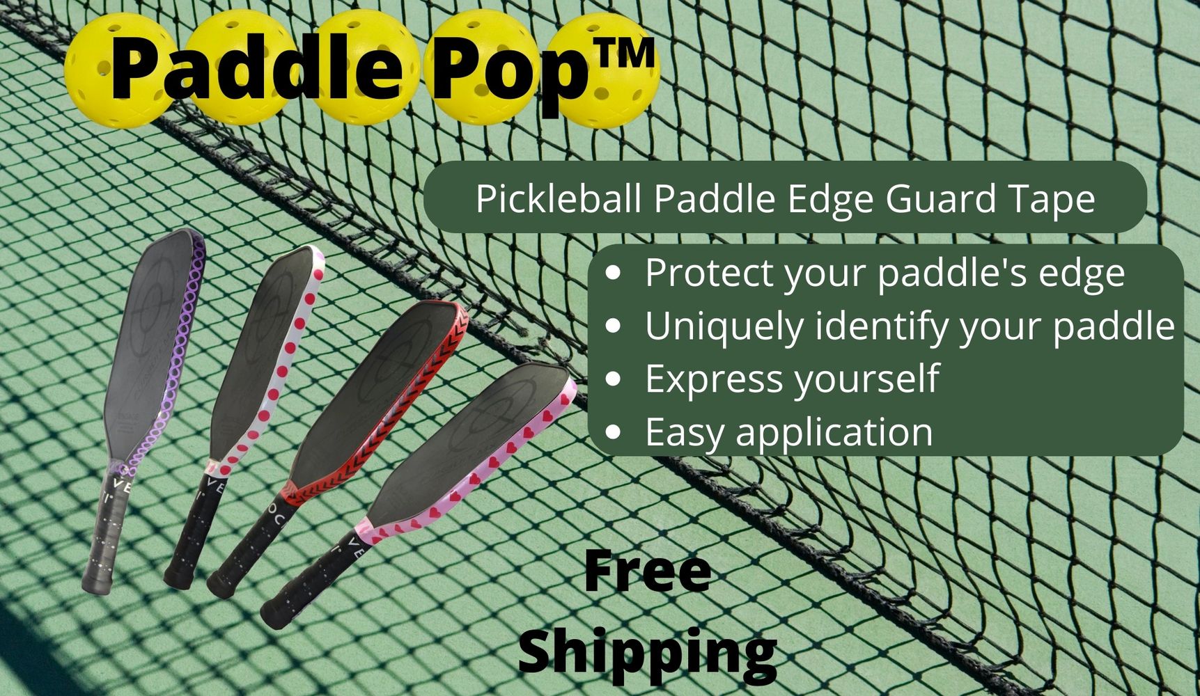 Pickleball Paddle Pop - Pickleball Paddle Edge Guard Tape