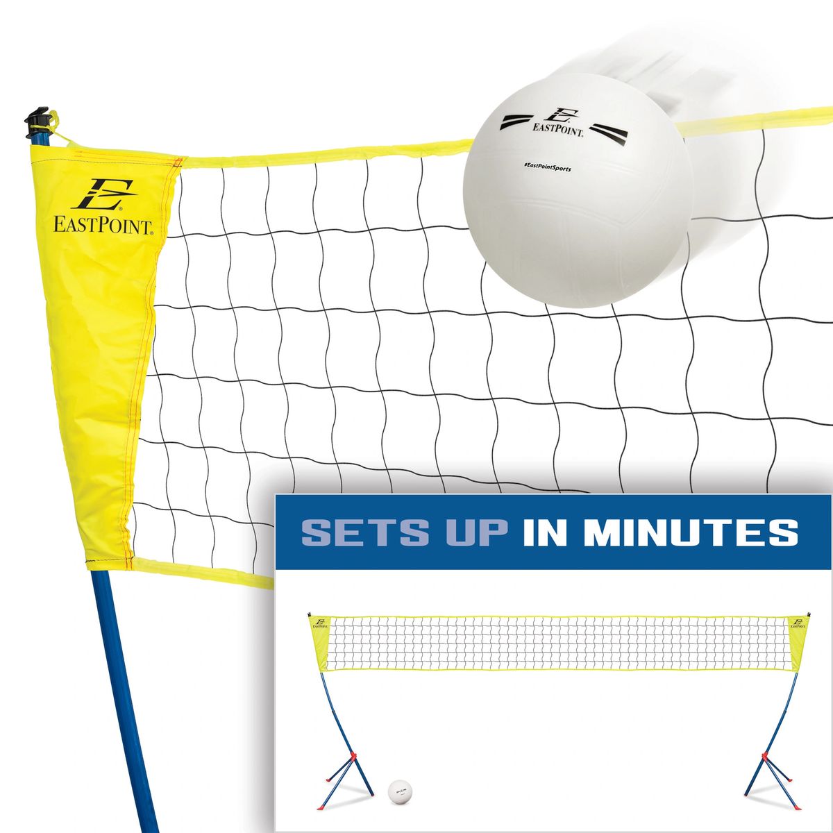 EastPoint Sports Volleyball Net Set, Portable Tripod System for Outdoors