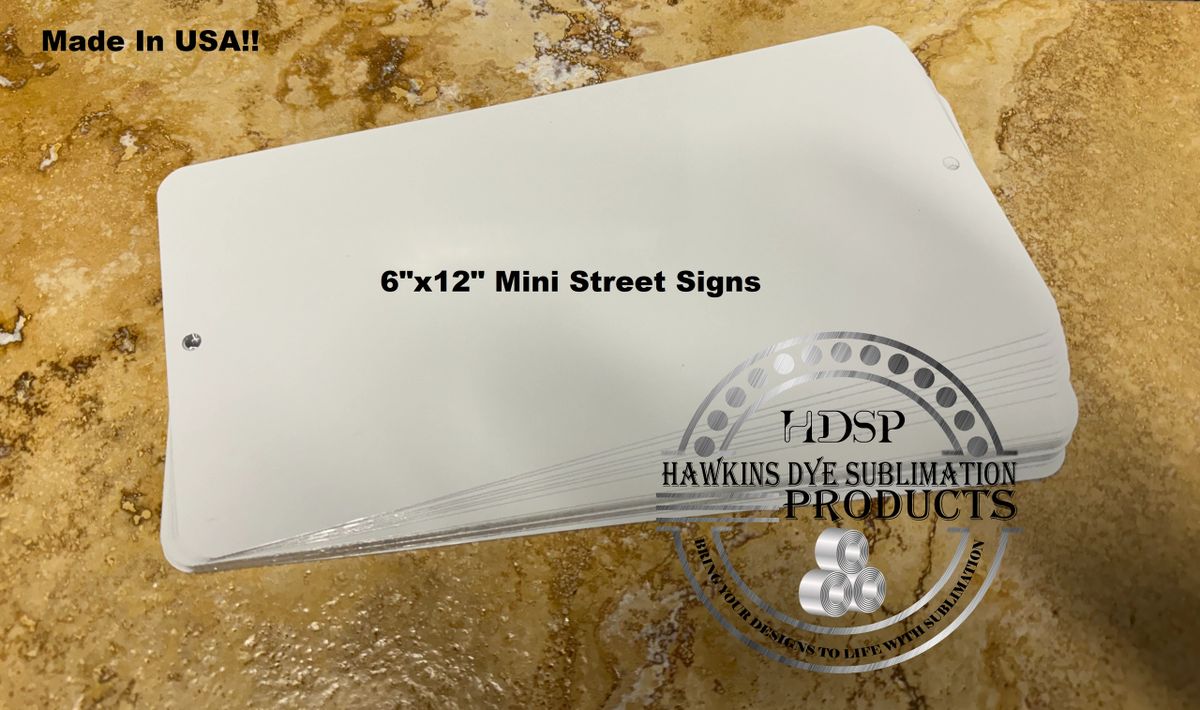 6" X 12" Mini Street Sign - WHITE ALUMINUM SUBLIMATION BLANKS W/ Holes