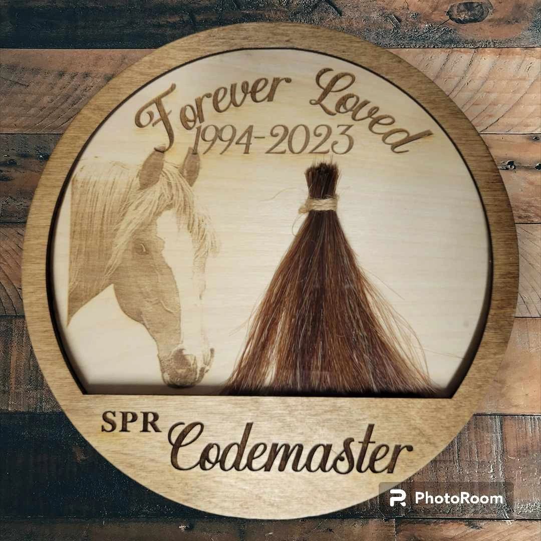 Round Horse Tail Memorial Shadow Box and Ornament