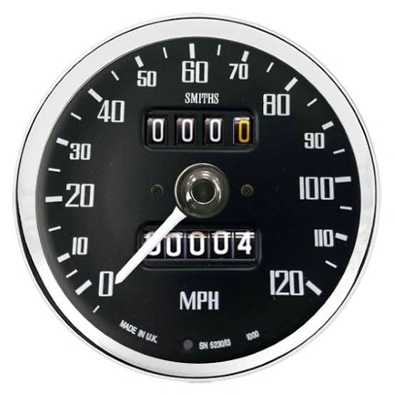 SN5234-00 Smiths MGB Speedometer Black Mechanical 0-120mph 80mm 12 volt ...