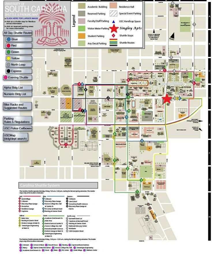 University Of South Carolina Campus Map