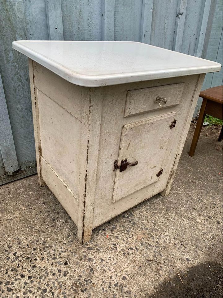 Antique Ice Box Table SKU 5132