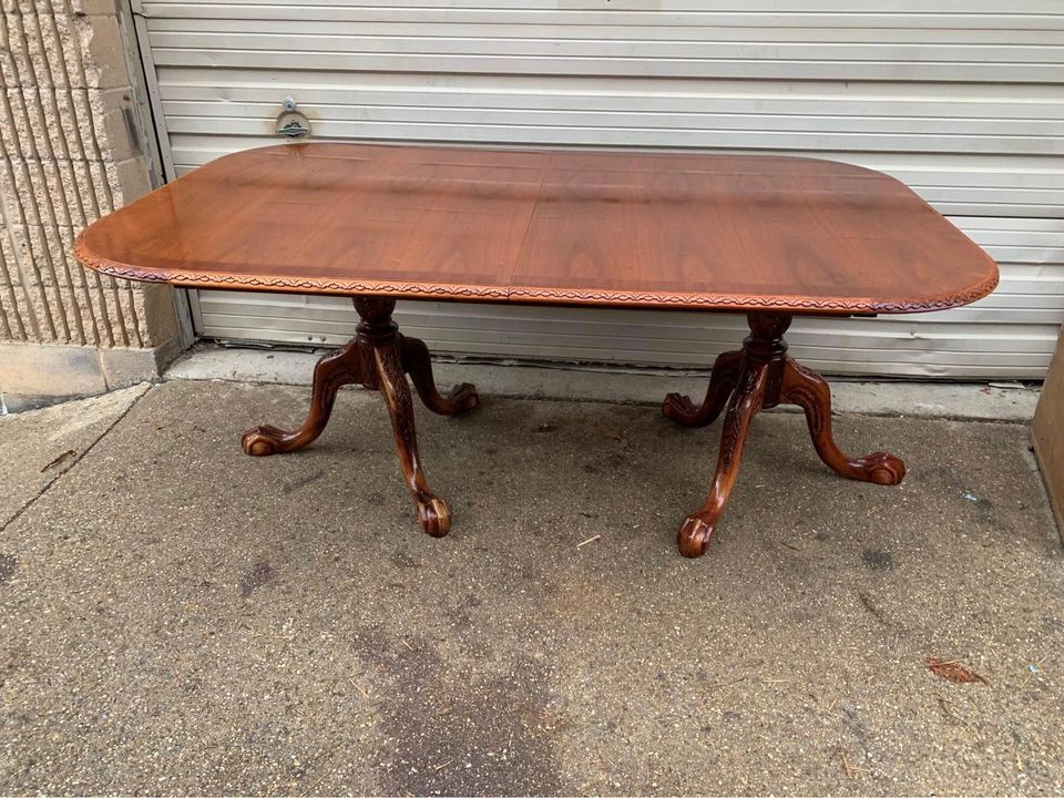 Rosewood Double Pedestal Dining Table with 2 Leaves.SKU 5777