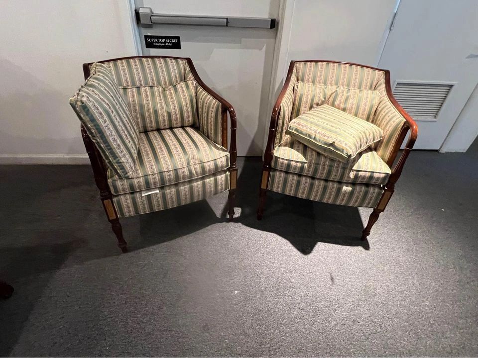 Sheraton Federal Style Upholstered Inlaid Club Chairs by Southwood ...