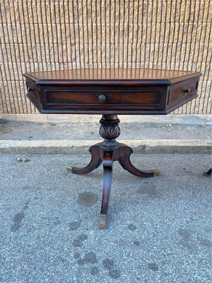 Georgian Octagonal Leather Inset Library Table. Antique side table SKU 8310