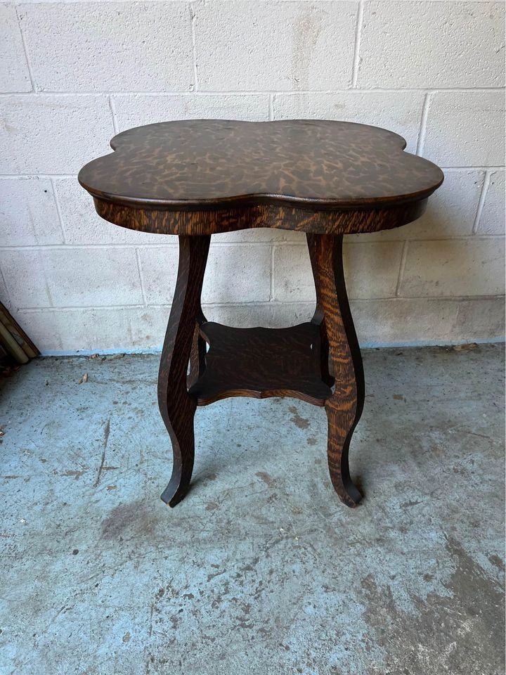 Antique Tiger Oak Side Table. SKU 9150