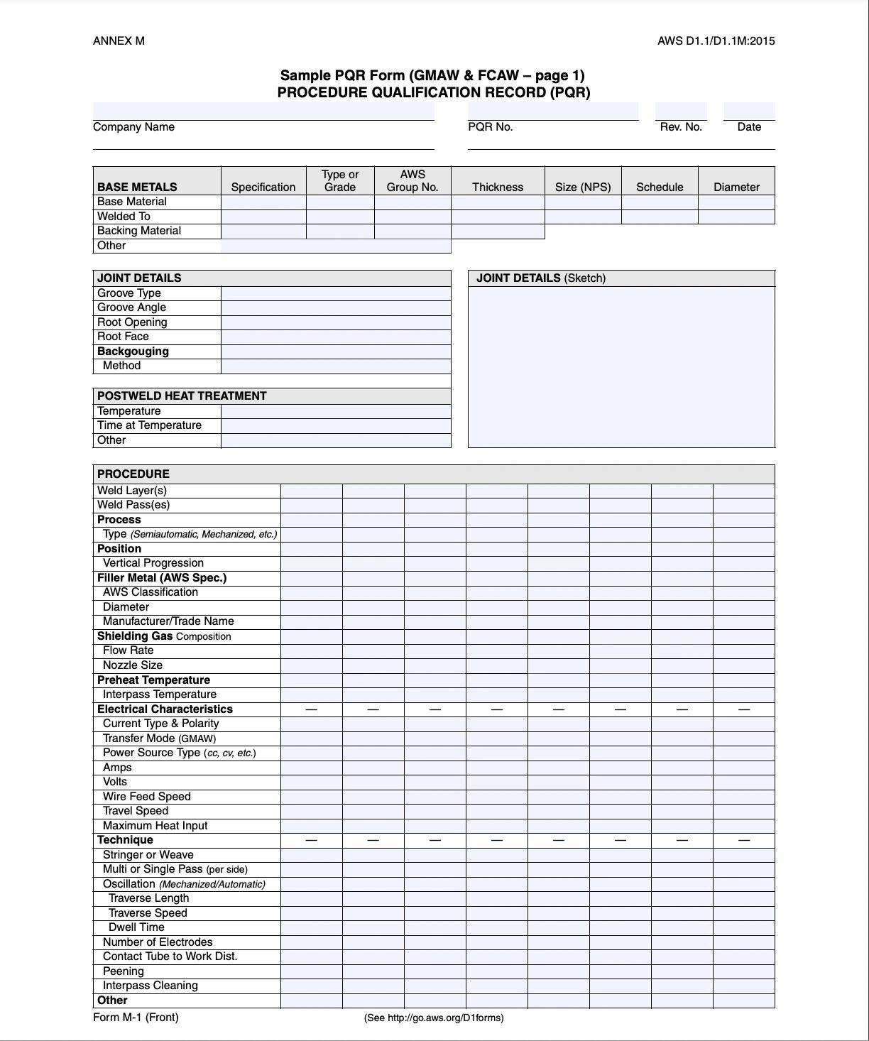 Welder Procedure Qualification Records (PQR)