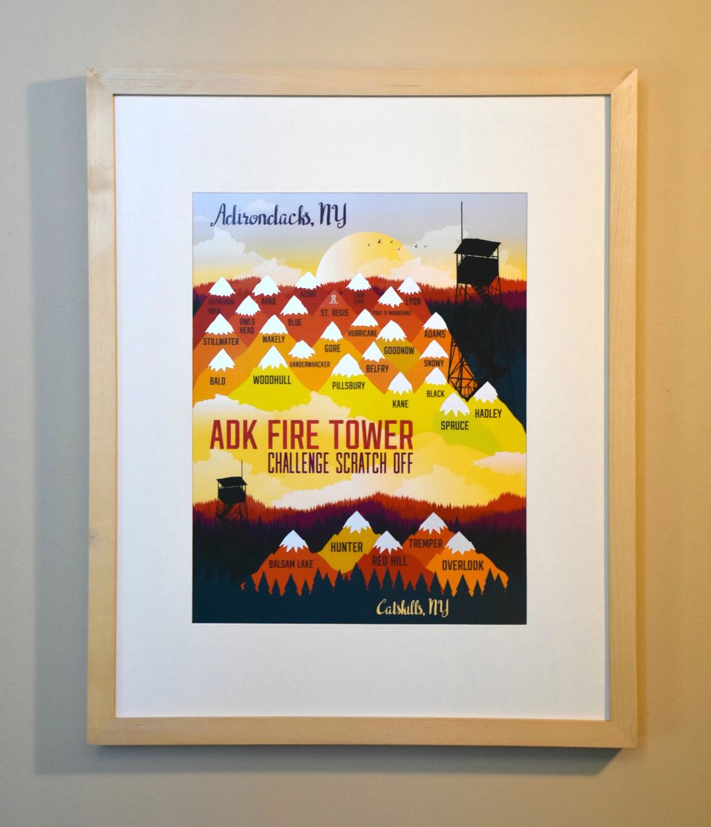 ADK FIRE TOWER CHALLENGE UPSTATE NY 5 X 7" or 11 X 14" SCRATCH OFF