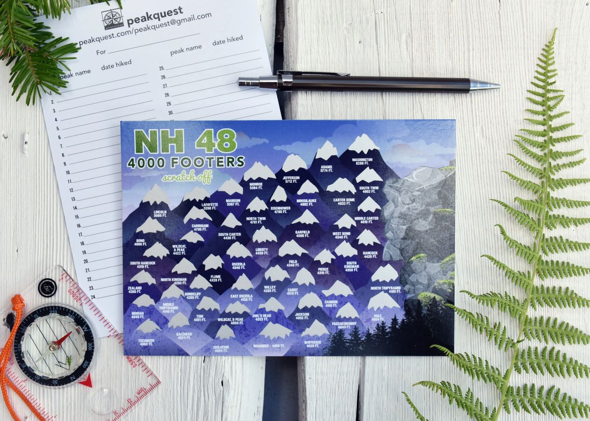 New Hampshire 48 4,000 Footers 5"x7"or 11"x14" Scratch Off Card