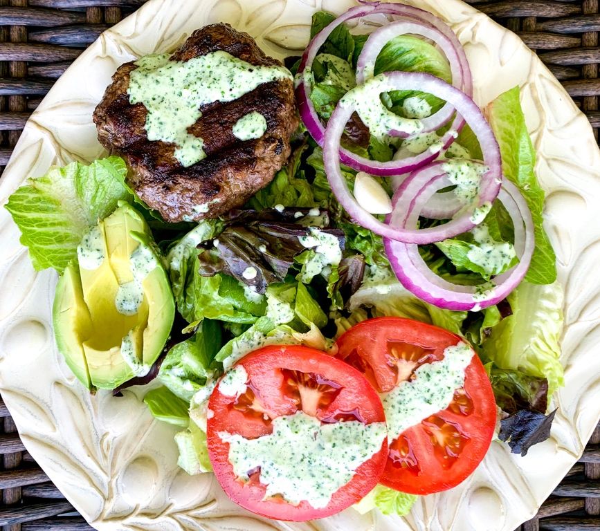 Hamburger Salad with Creamy Jalapeño Dressing