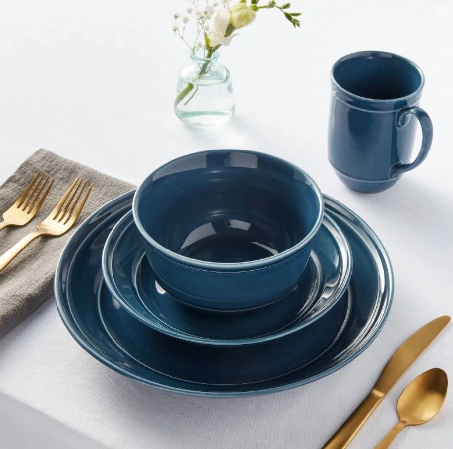 Threshold 16 Piece Blue Porcelain Dinnerware Sets