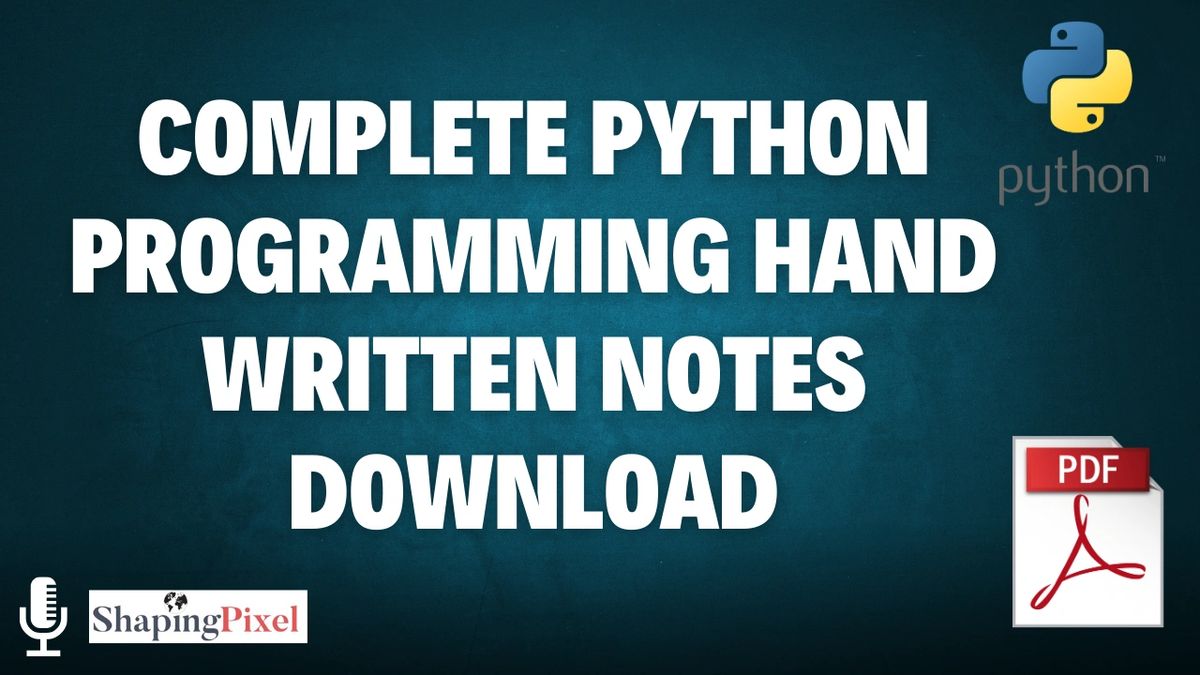 Complete Python Programming Hand Written Notes Download