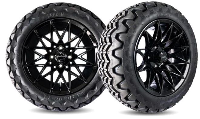 14" Solid Gloss Black Athena Wheel with 23x10-14 Kraken Tire