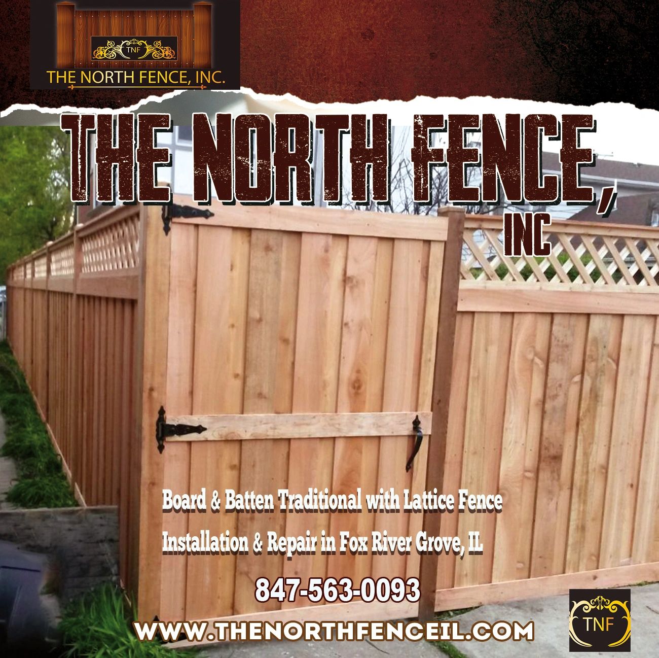 Board & Batten Traditional with Lattice fence installation & rep.
