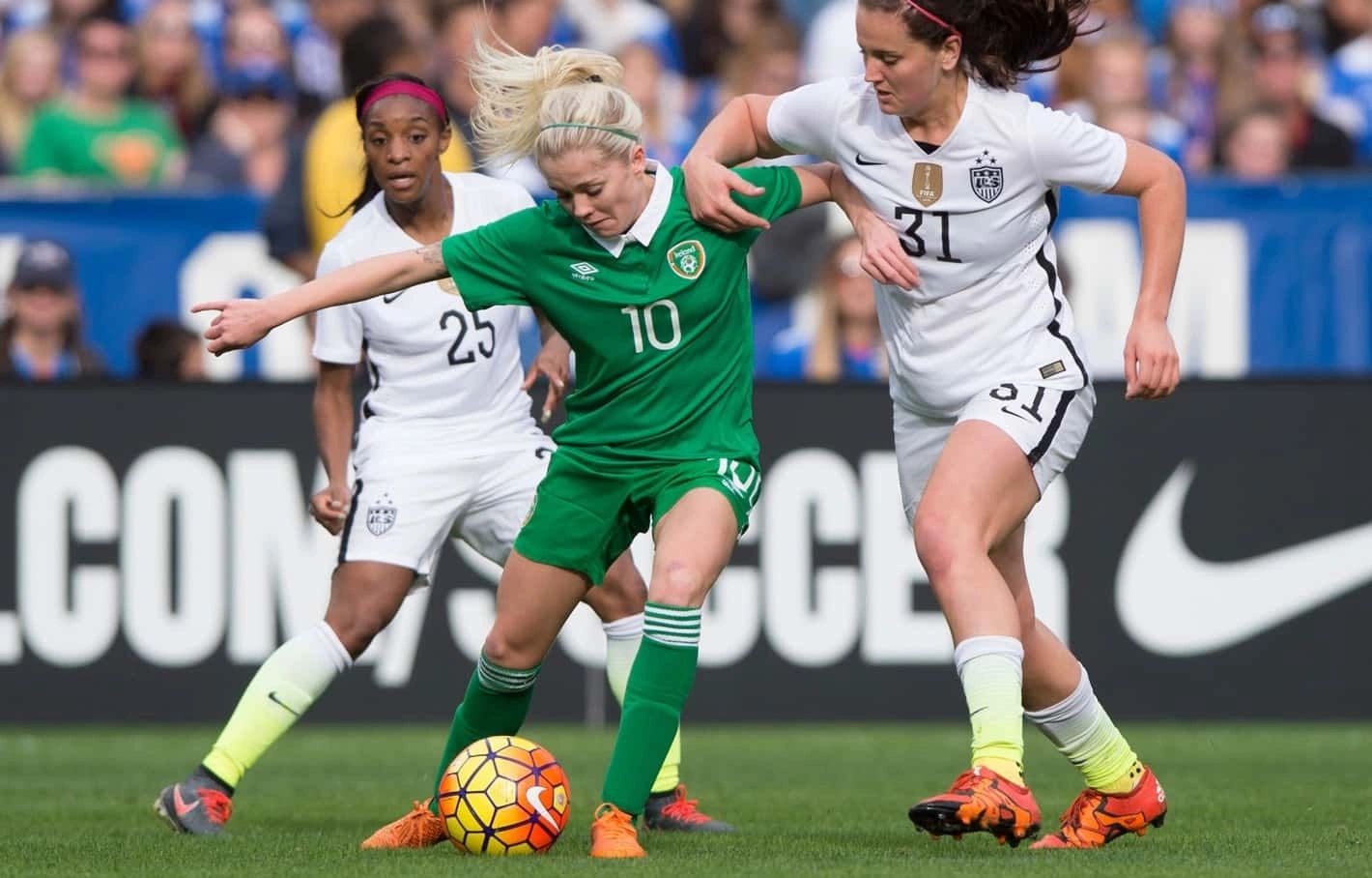 2019 WWC Champions celebrate with the first match back in America