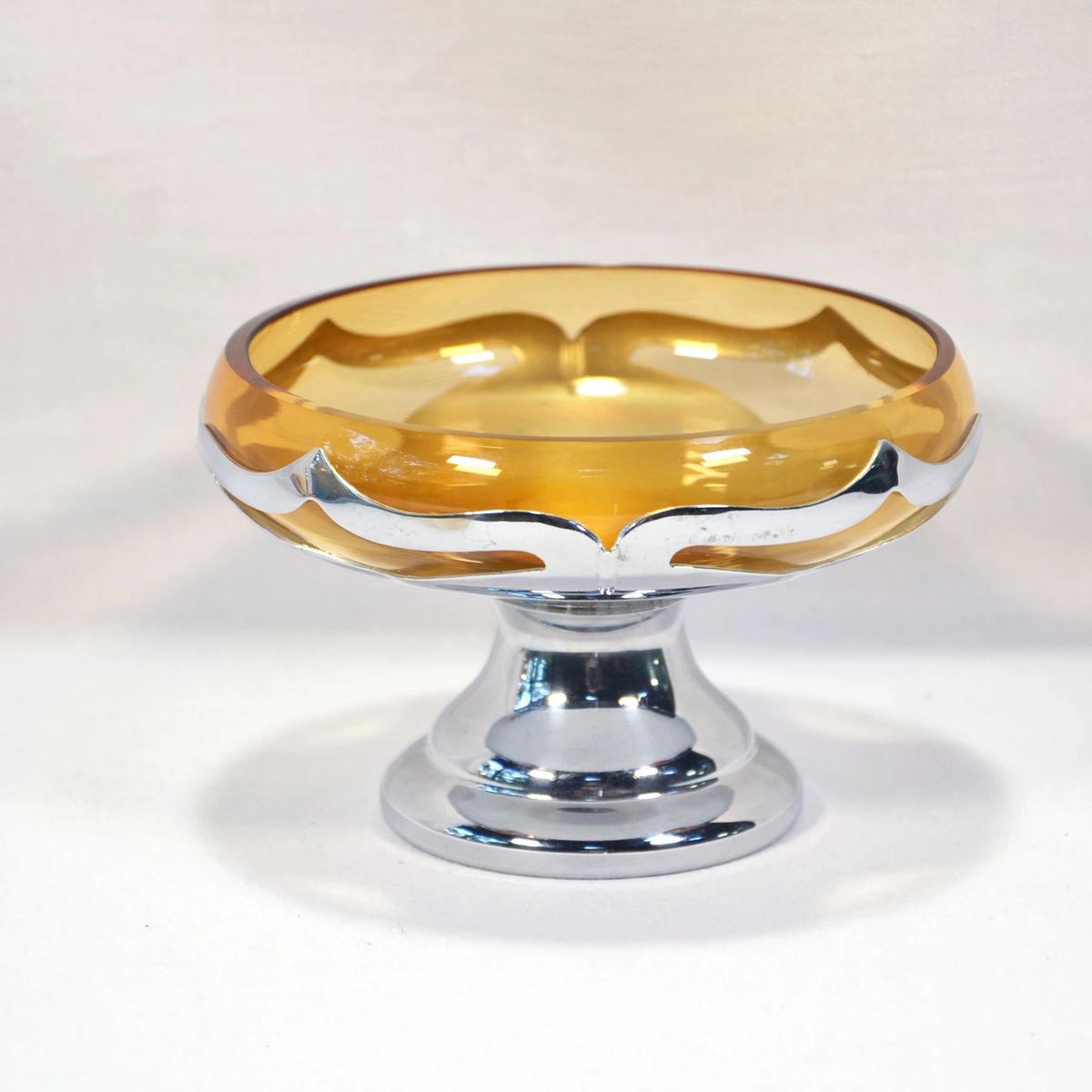 1930s Farber Bros Amber Cambridge Glass Low Compote Candy Dish C5561