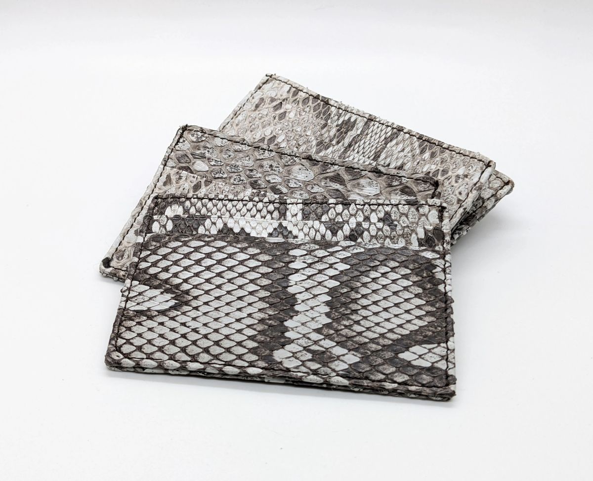 Florida Burmese Python Leather Flat Credit Card Carrier