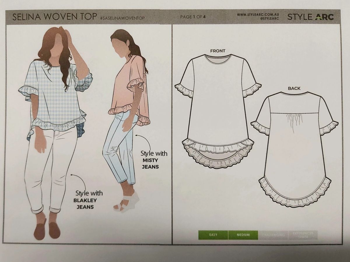 Selina woven top from Style Arc Patterns