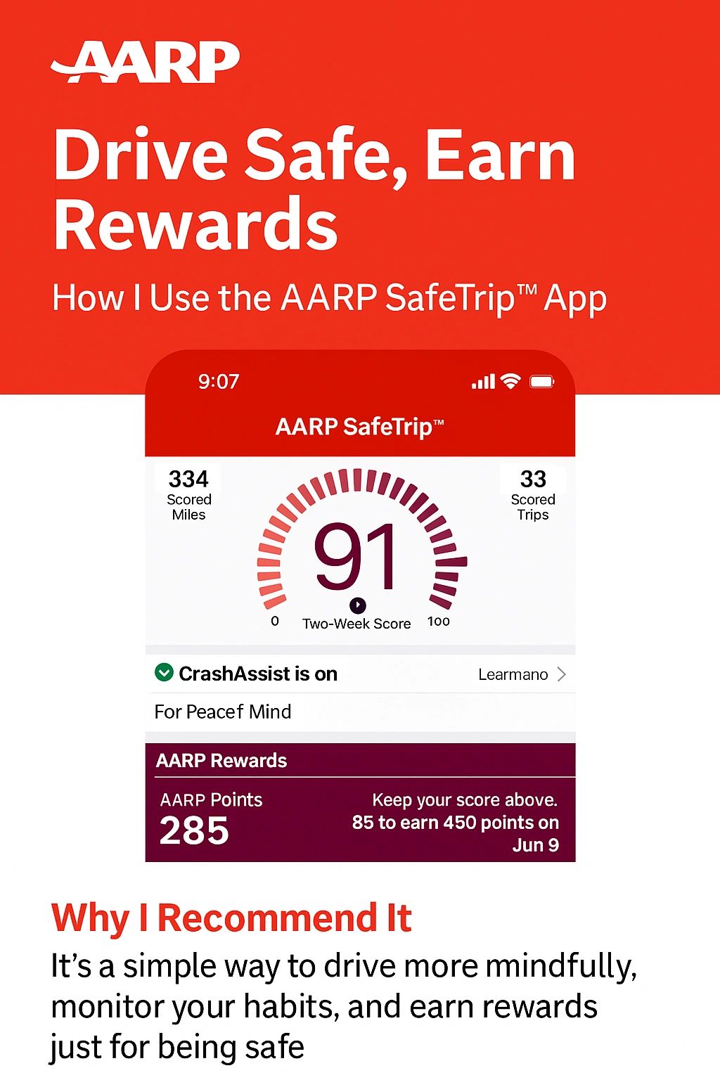 Drive Safe, Earn Rewards: How I Use the AARP SafeTrip™ App