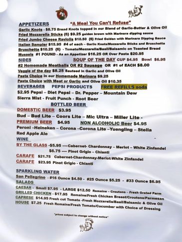 Menu | don vitos italian restaurant