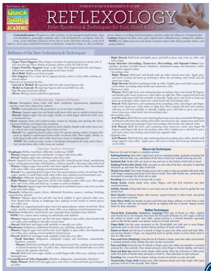 Reflexology Chart Point Functions & Technique Laminated Study Guide