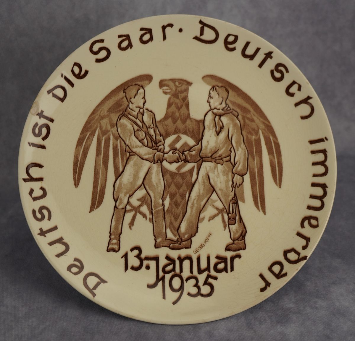 Deutsch ist die Saar Immerdar 13 Januar 1935 Porcelain Plate