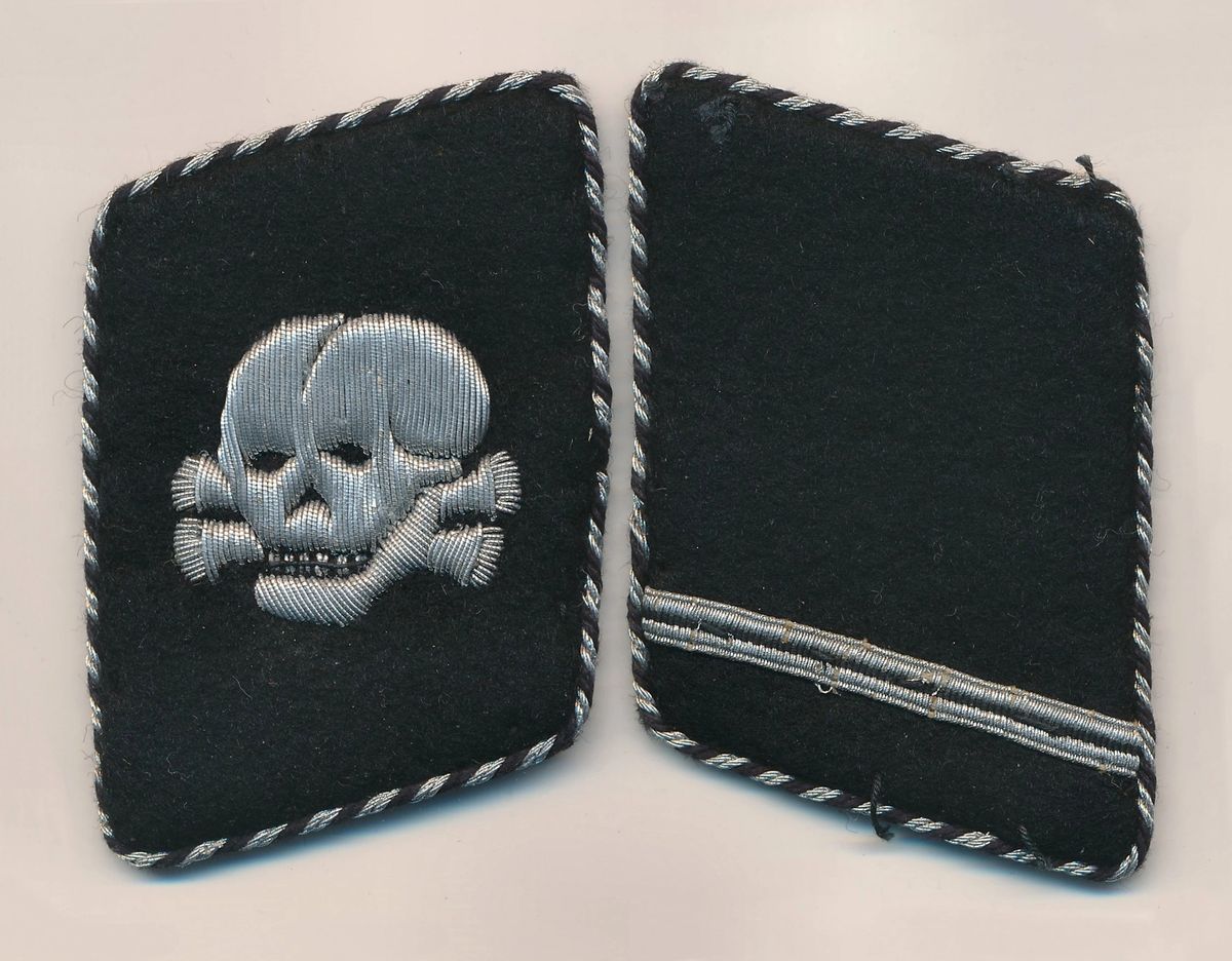 RARE Early SS-Totenkopfverbände Collar Tab Set w/ RZM Tag