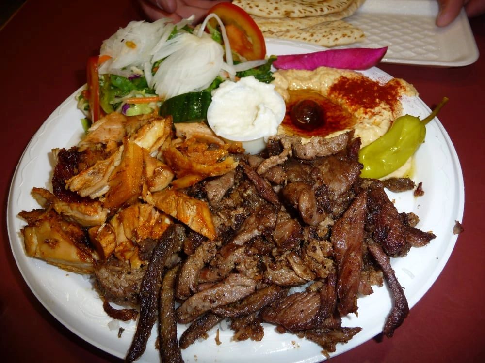 Meat Shawarma plate (Comes with Rice and one side)