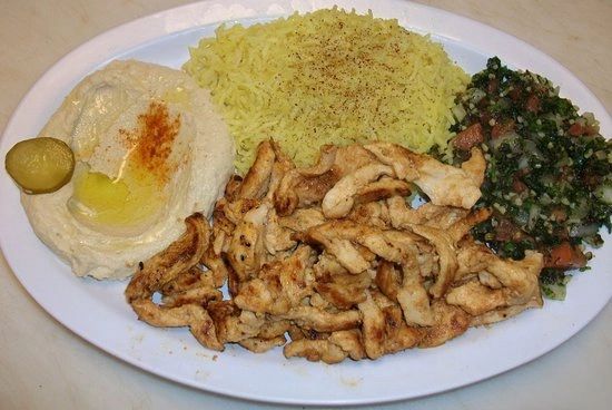Chicken Shawarma Plate (Comes with Rice and one side)