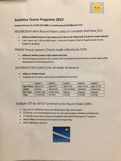 Our Programs | Sunshine Tennis School