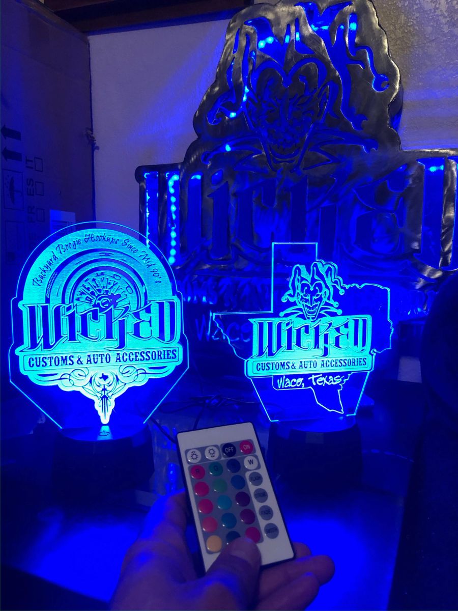 Wicked Customs Man Cave LED light stand.