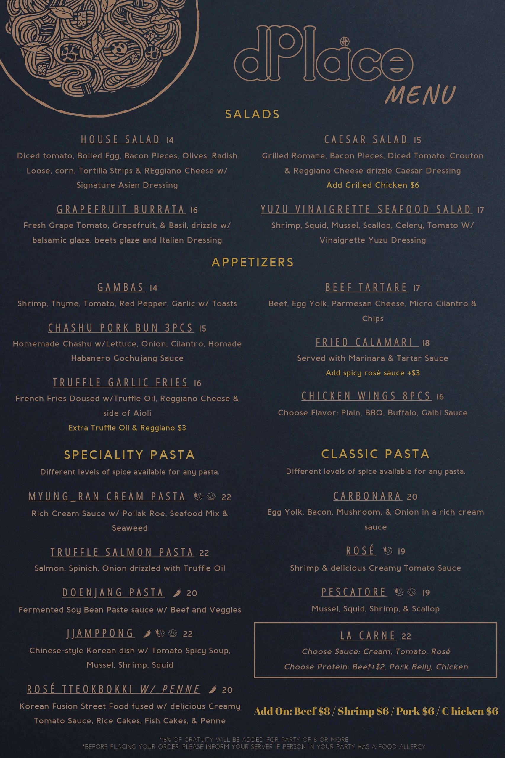DINNER Menu