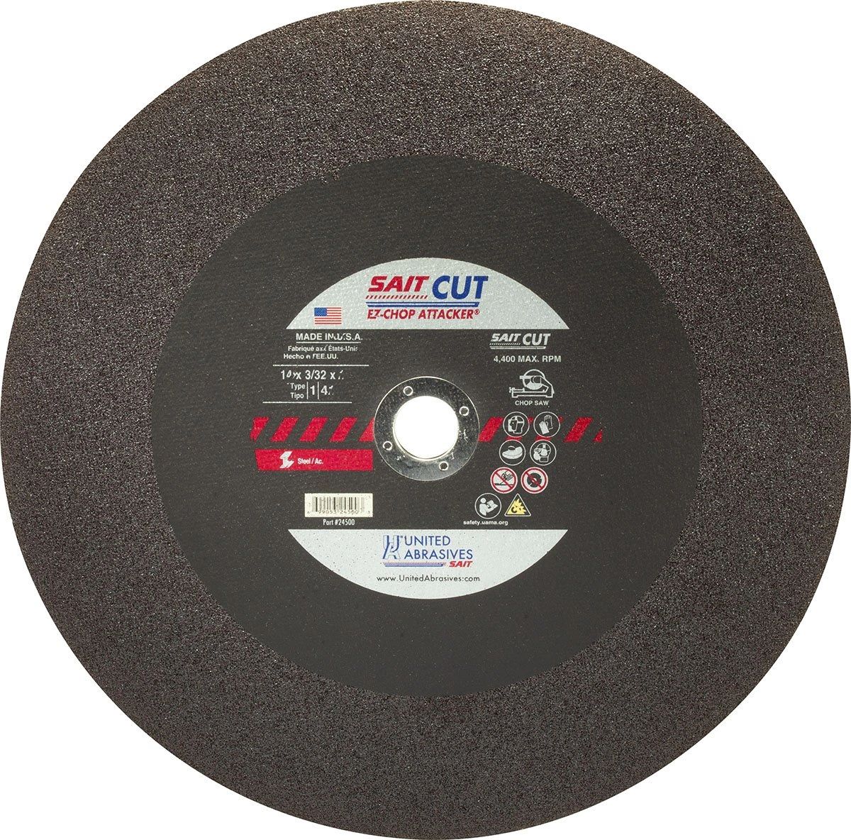 Sait EZ-Chop Attacker® Fast Cutting Chop Saw Wheel 14" Dia., 3/32 ...