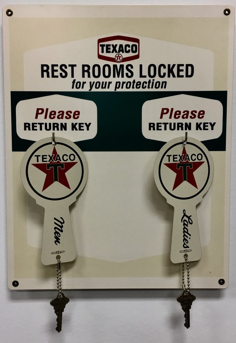 Texaco Restroom Key Fob Hanger with Fobs KEY-0108-AL-D